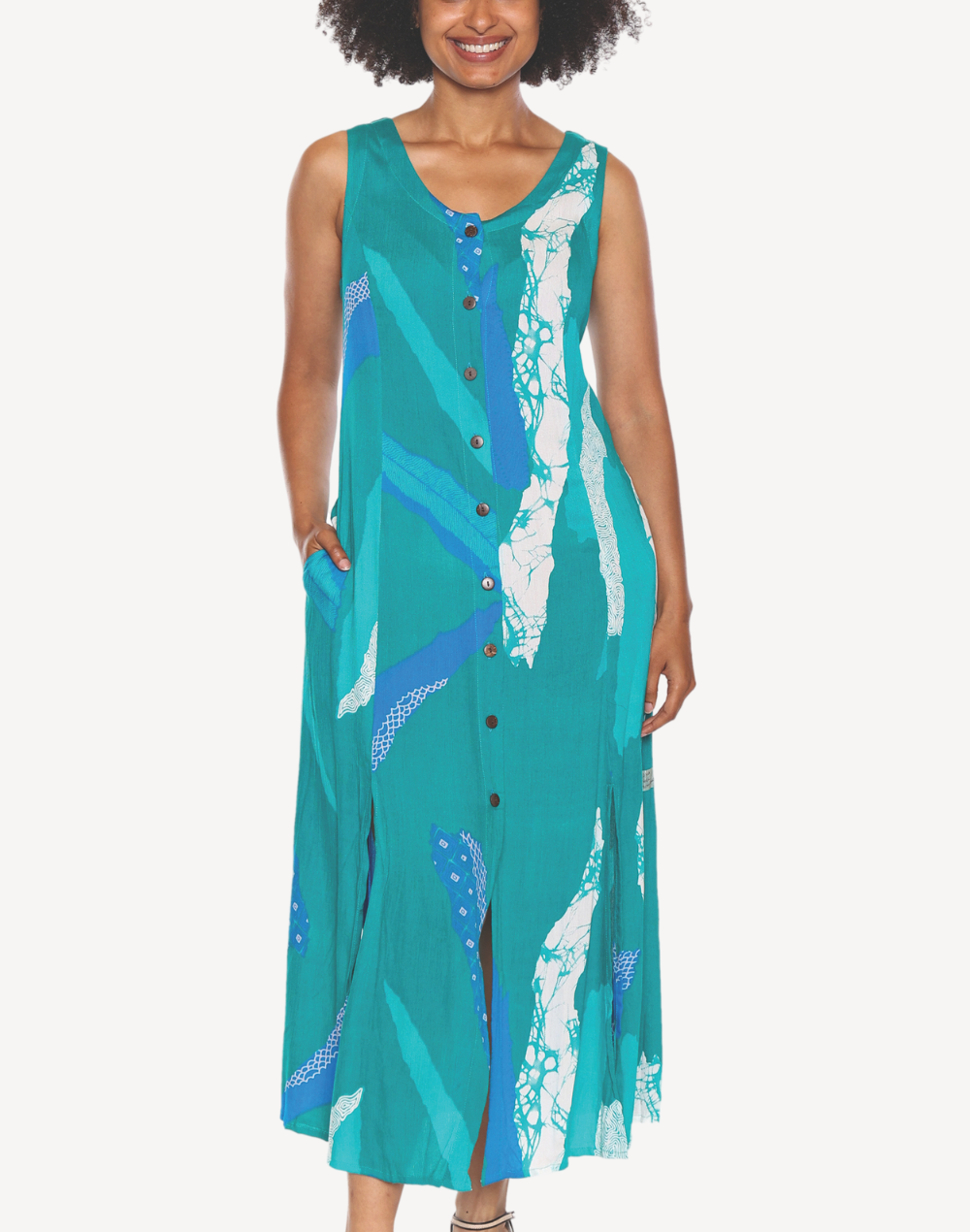 Full Button Front Maxi Dress